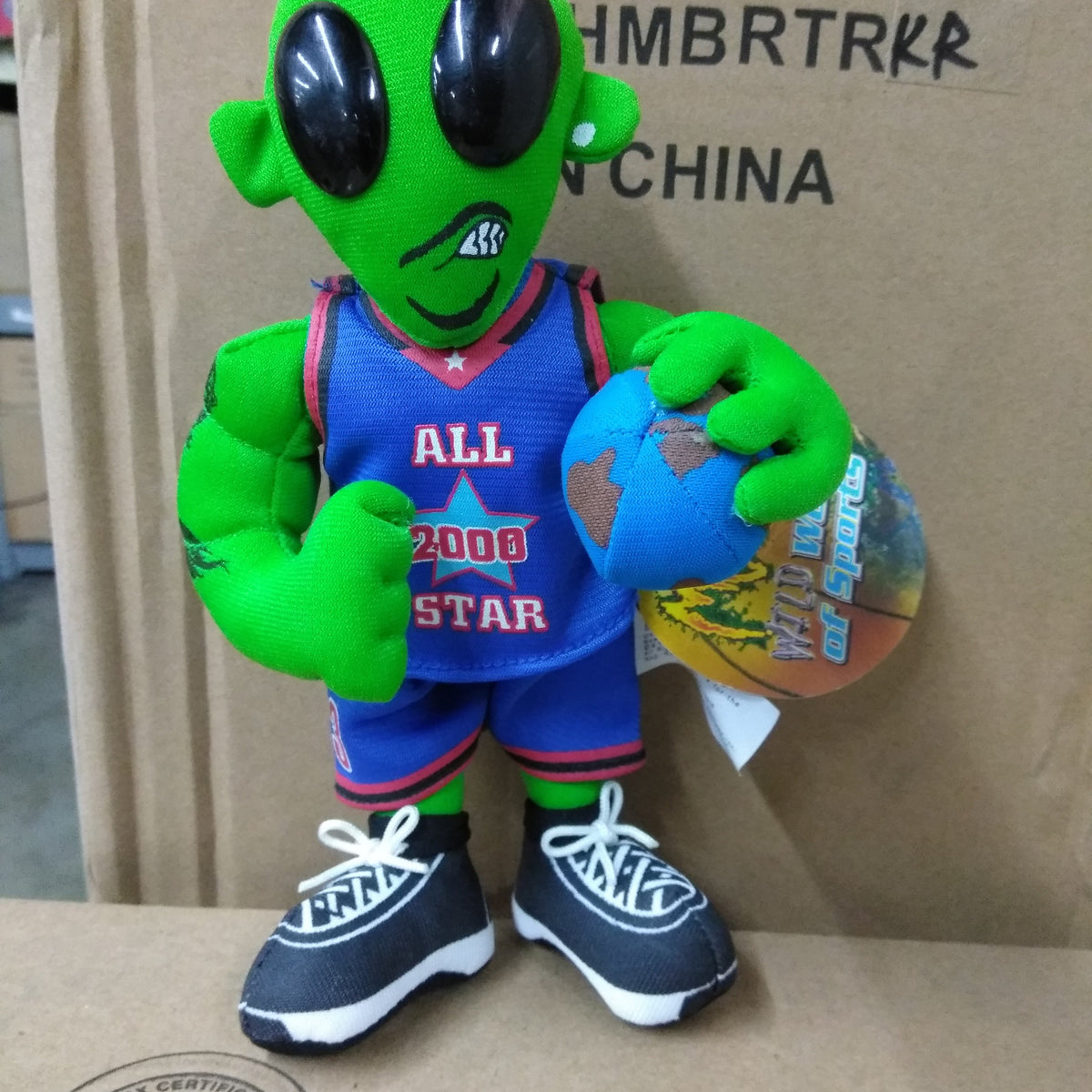 2000 All Star Green Stuffed Alien Basketball NBA — BobblesGalore